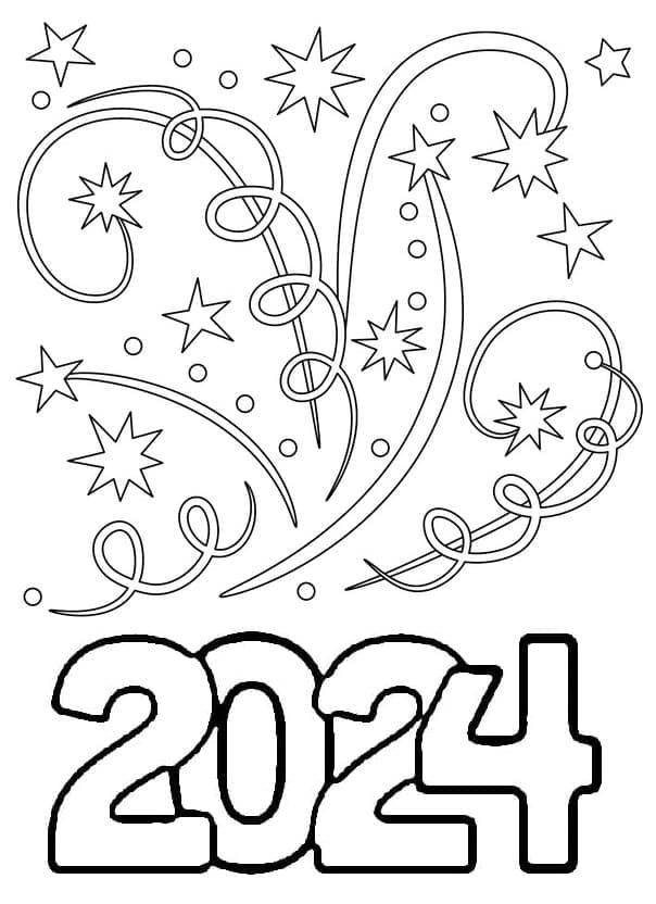 Printable Happy New Year 2024 Coloring - Play Free Coloring Game Online