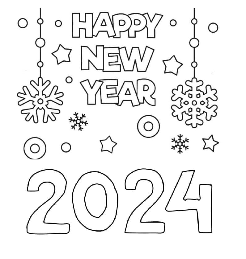 Drawing Happy New Year 2024 Coloring - Play Free Coloring Game Online