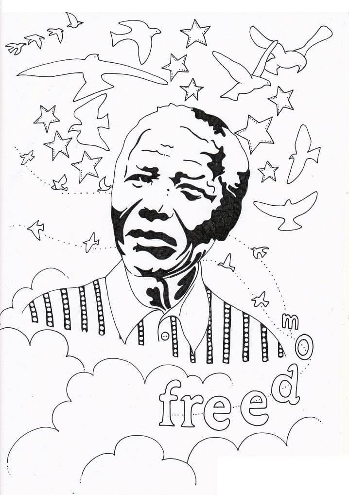 Coloring Mandela Nelson History Pages Month Kids Sheets African ...